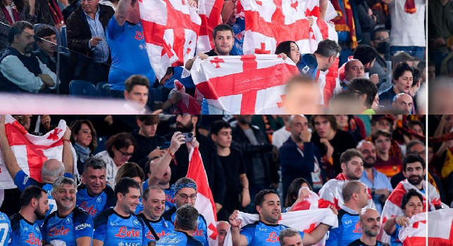 Tifosi georgiani all'Olimpico per sostenere Kvaratskhelia e il Napoli| FOTO