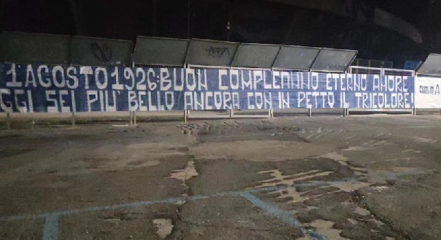 Compleanno SSC Napoli, striscione degli Ultras al Maradona | FOTO
